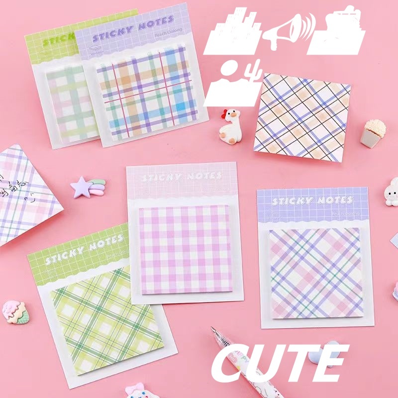 Checkered Post-it Notes Simple Style Plaid Sticky Notes Portable Sticky ...