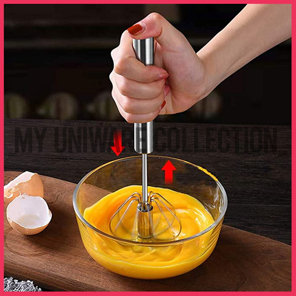 Automatic Mixer Egg Beater Manual Self Turning Stainless Steel Whisk ...