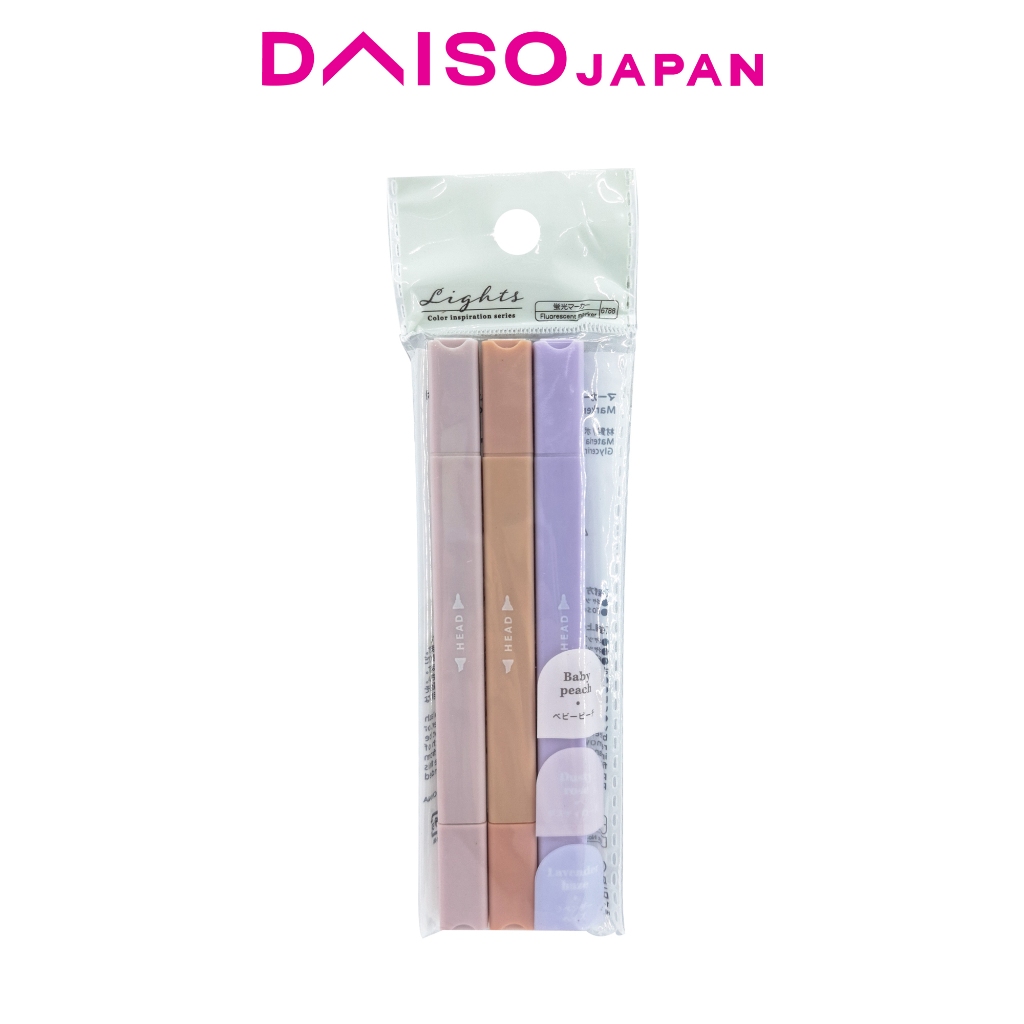 Daiso Two-Way Warm Colored Highlighter Marker Pens (3pcs) | Shopee Philippines