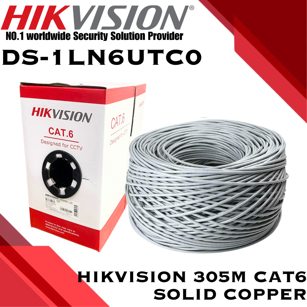 Hikvsion Cat6 Cable DS-1LN6U-SC0 U/UTP Cat6 PVC 23 AWG Cable | Pure Copper Indoor | Cat6 Grey ...