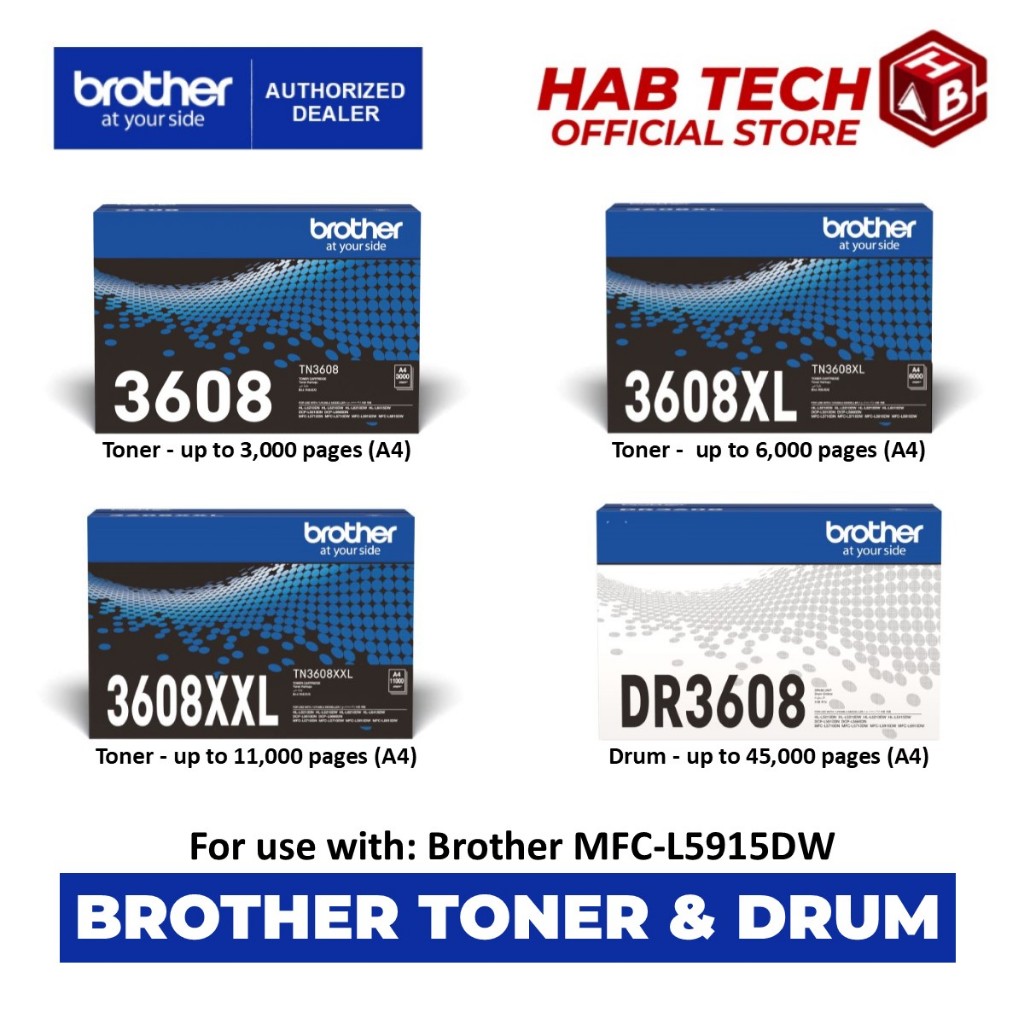 Original Brother Toner TN-3608 TN-3608XL TN-3608XXL | Drum DR-3608 for ...
