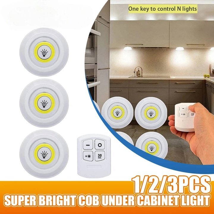 3 Pcs Modern LED Night Light Battery Powered COB Work Light Remote ...