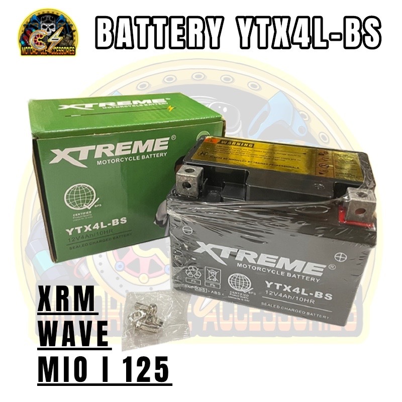 CS Motorcycle YTX4L-BS Xrm, Wave Xtreme Battery 4L | Shopee Philippines