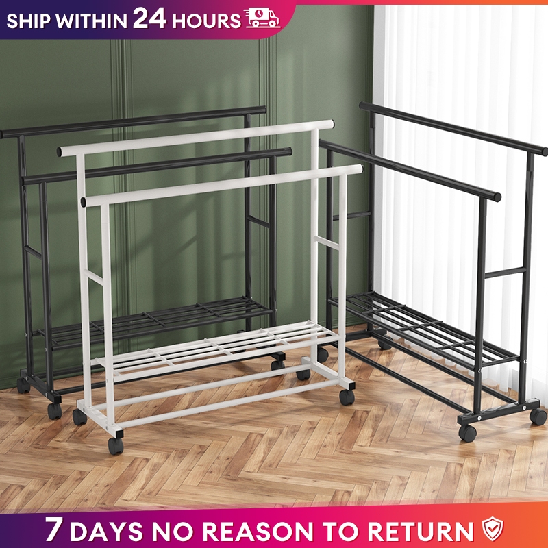 Bedroom Clothes Clothes Hanger Rack Organizers Drying Rack With Wheels ...