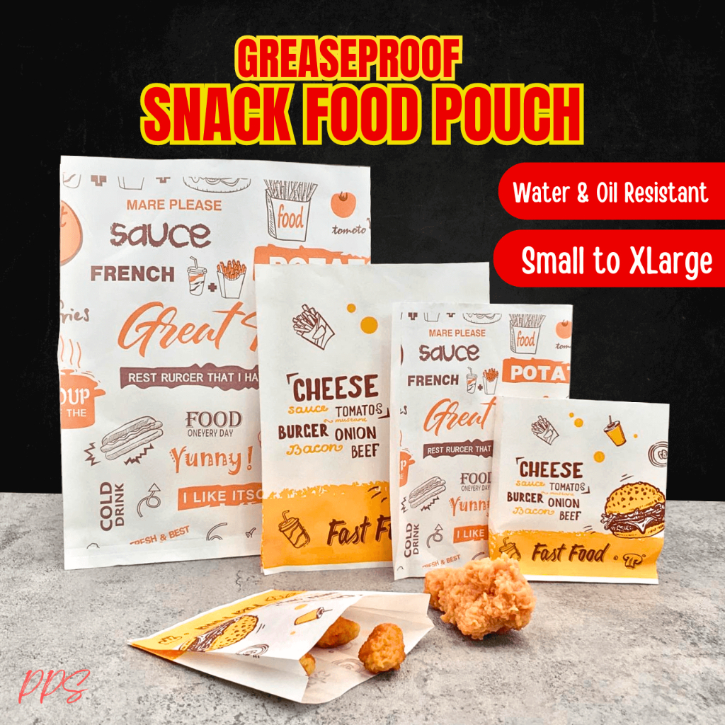 100pcs Fast Food Print Pouch Grease Proof Paper Bag Food Wax Paper ...