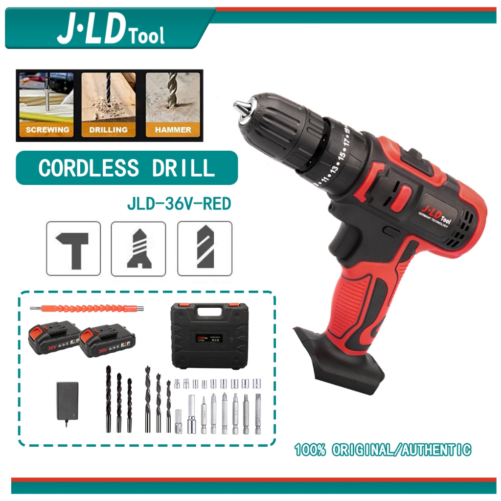 J.LD 36vf Cordless Drill Set Heavy Duty Original 10mm Chuck Impact Drill Heavy Duty J36-2 Power ...