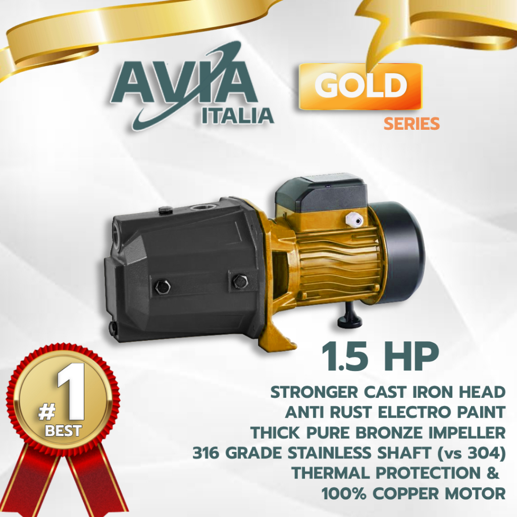 GOLD Avia 1.5HP Copper Jet Water Pump Jetmatic Electric | Shopee ...