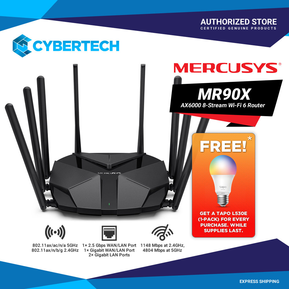Mercusys MR90X AX6000 8-Stream Wi-Fi 6 Router (Black) | Shopee Philippines