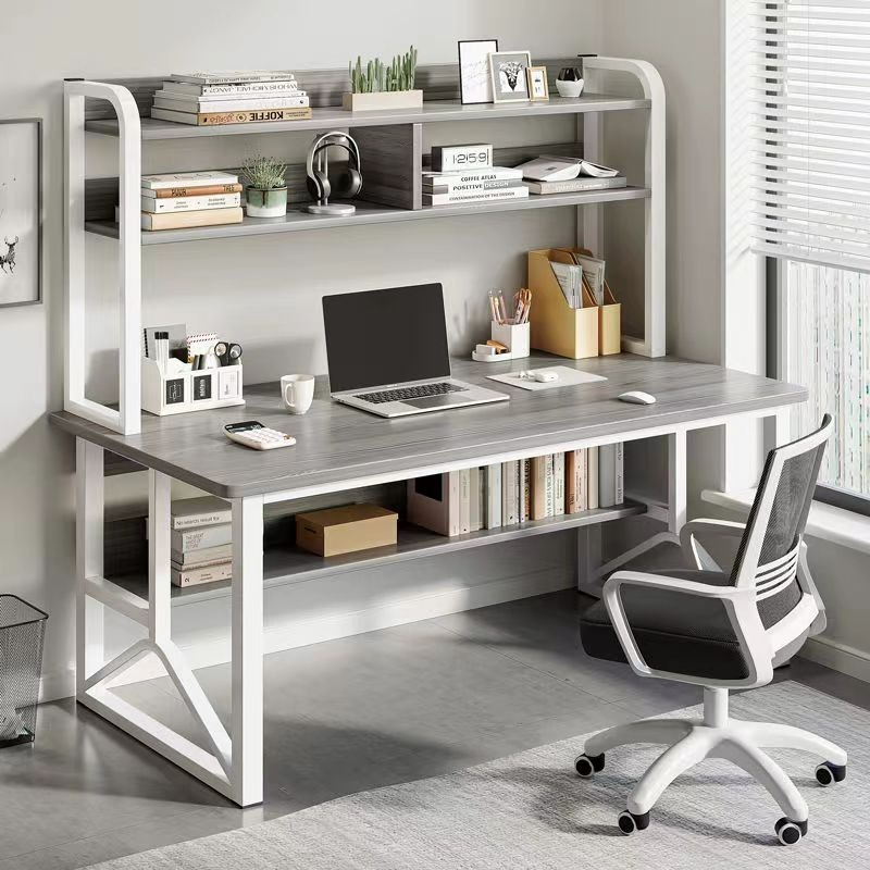 Modern simple style desk Student computer desk Multi-layer shelving ...