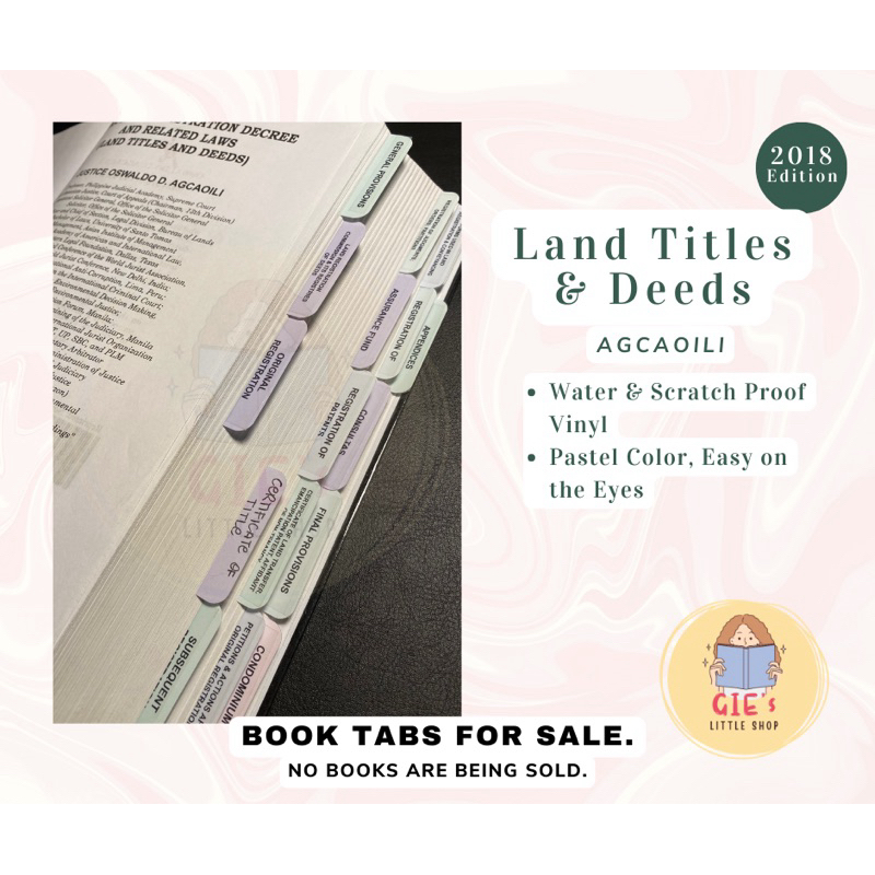 Land Titles & Deeds by Agcaoili 2018 REX Book Tabs Labels Law School Stickers | Shopee Philippines