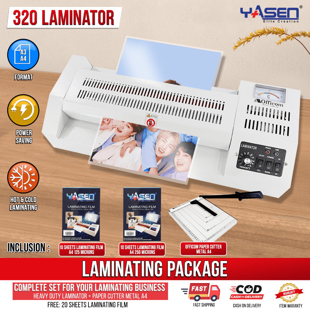 Officom A3 A4 Size Laminator 320 Hot Cold Reverse 220v Laminating