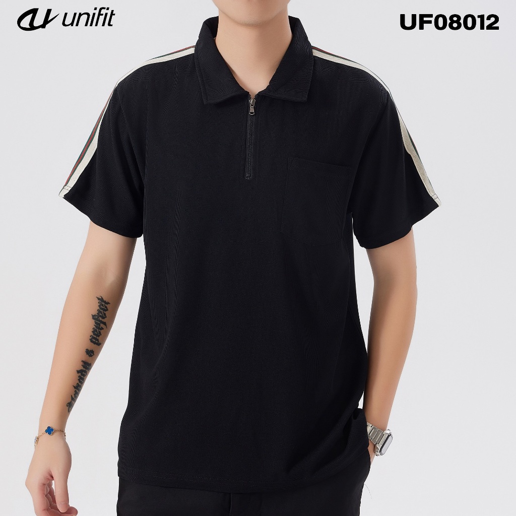 UNIFIT Waffle Zip Up Polo Shirts For Men With Pocket And Half Zipper Casual Polo UF08012 ...