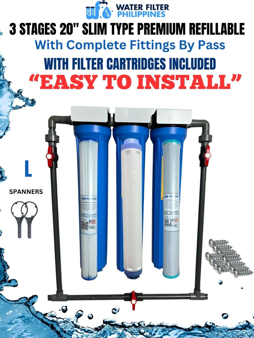 3 Stages Water Filter Refillable Deepwell Premium Heavy Duty Complete ...