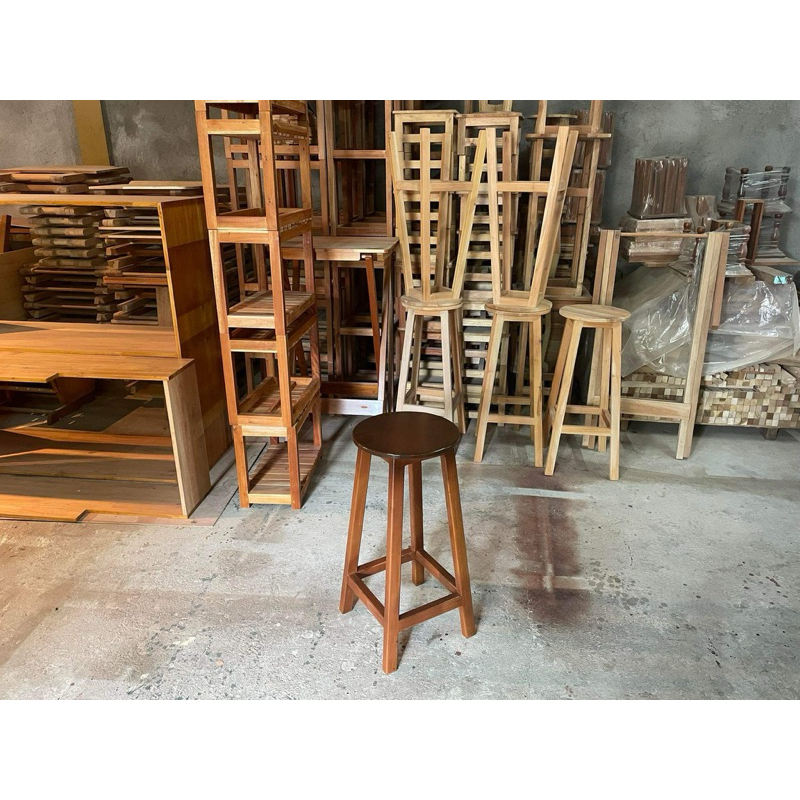 solid kd MAHOGANY WOOD bar stool 12" diameter x26" Height | Shopee ...