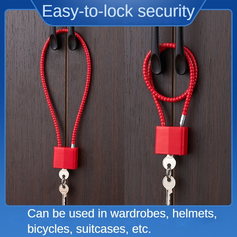 Key Lock Wire Padlock Multi-Purpose Cable Lock With Keys Helmet Lock ...