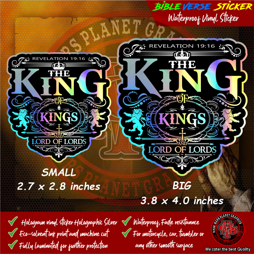 Bible Verse Sticker - King Of Kings Lord Of Lords - Revelation 19:16 ...