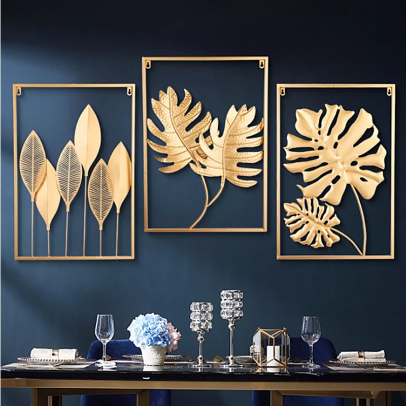 Metal Wall Decor with Square frame wall decor Leaf Art Gold Framed ...