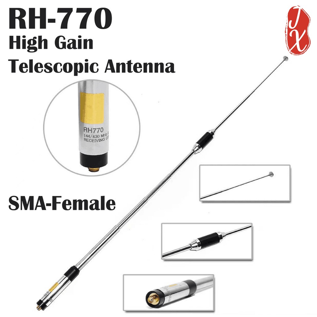 RH770 Dual Band 144/430MHz High Gain SMA-Female Telescopic Antenna For BAOFENG UV-5R UV-82 BF ...
