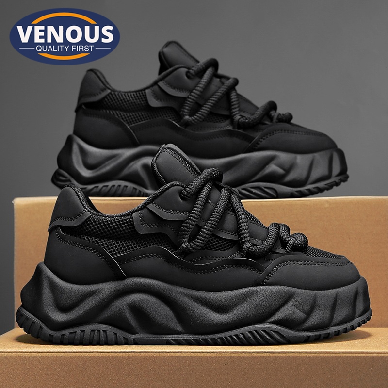 Venous 2024 Black Chunky Shoes for Men Original Casual Sneakers for Men ...