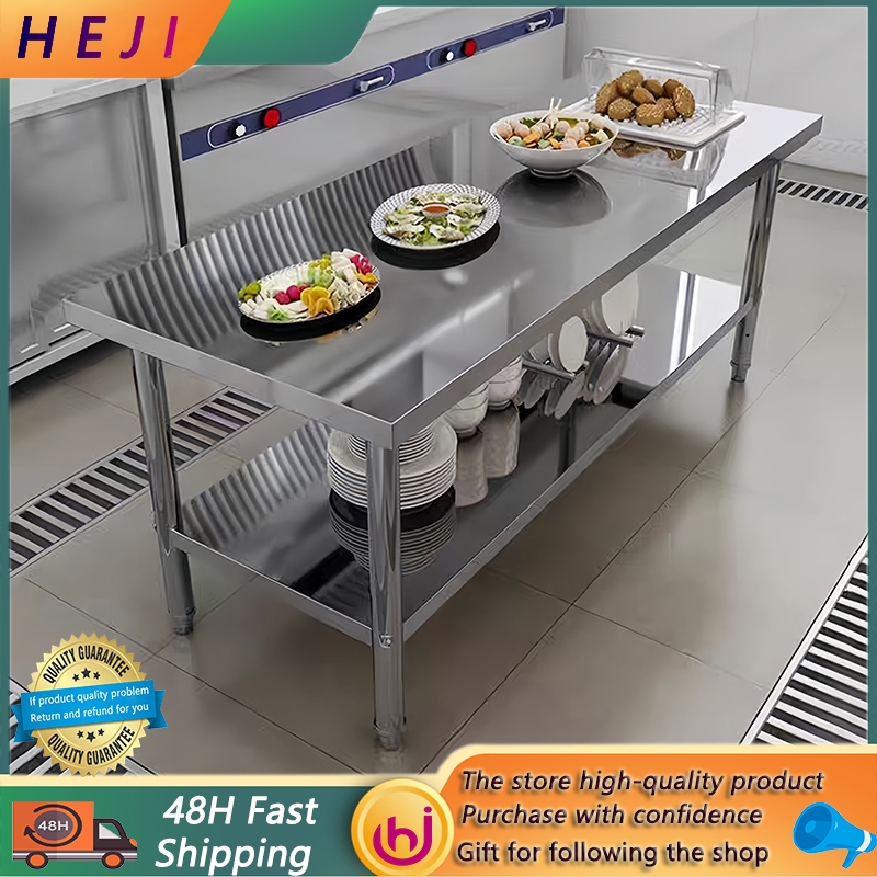 2-layer table 304 stainless steel workbench in home thickening table ...