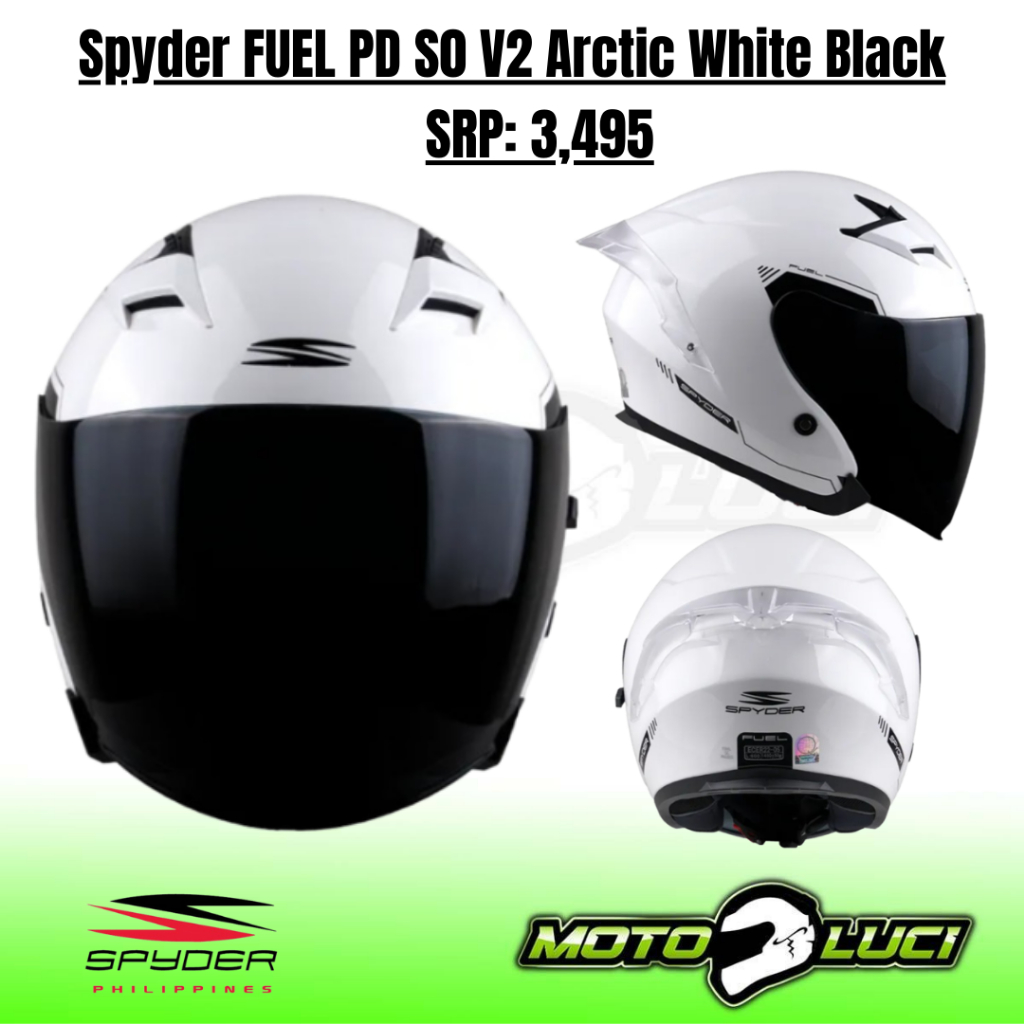 Spyder FUEL PD S0 V2 - Open Face Dual Visor Helmet (Free Clear Visor ...
