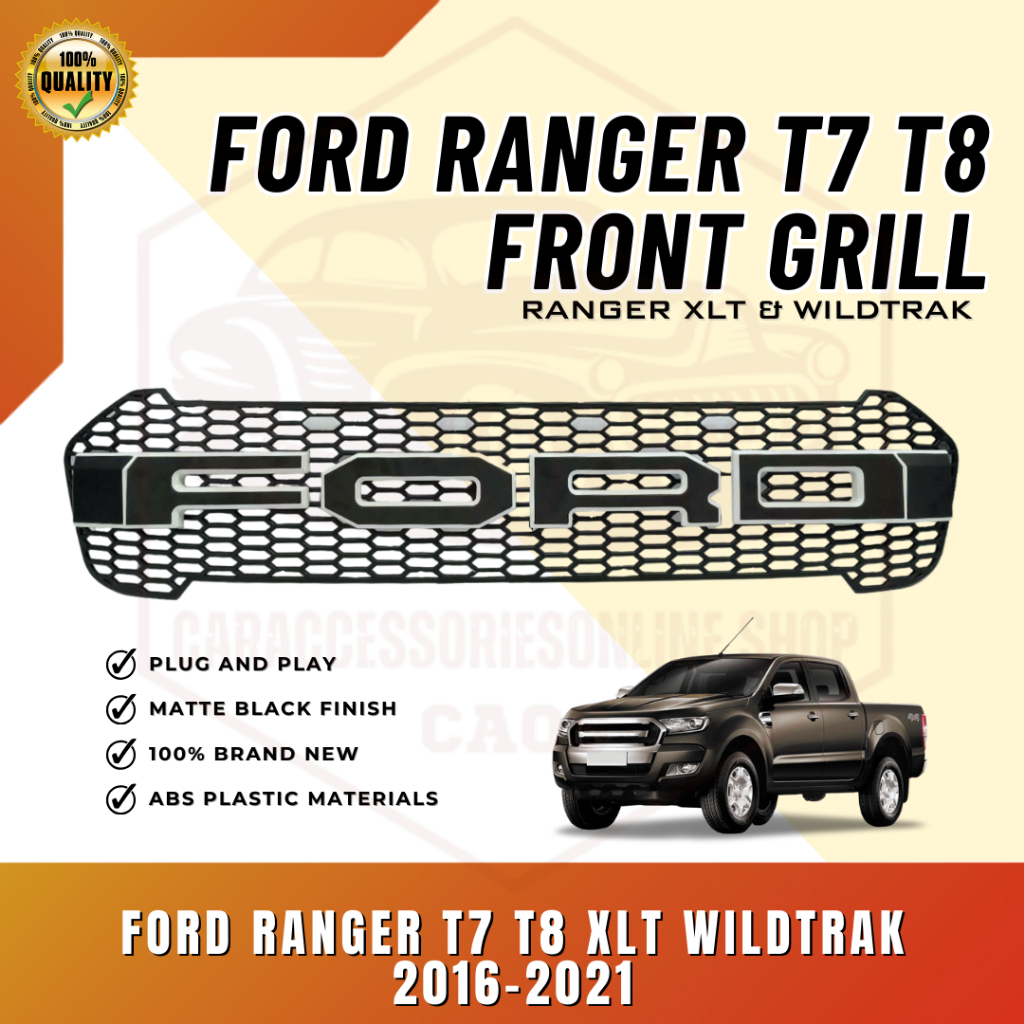 CAOS - FORD RANGER T7 T8 XLT WILDTRAK 2016-2021 FRONT GRILL WITH LED ...