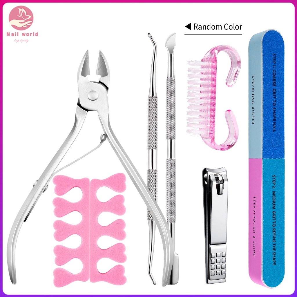 7 Pcs/Set Manicure Kit Nail And Cuticle Tools Polishing File Toenail ...