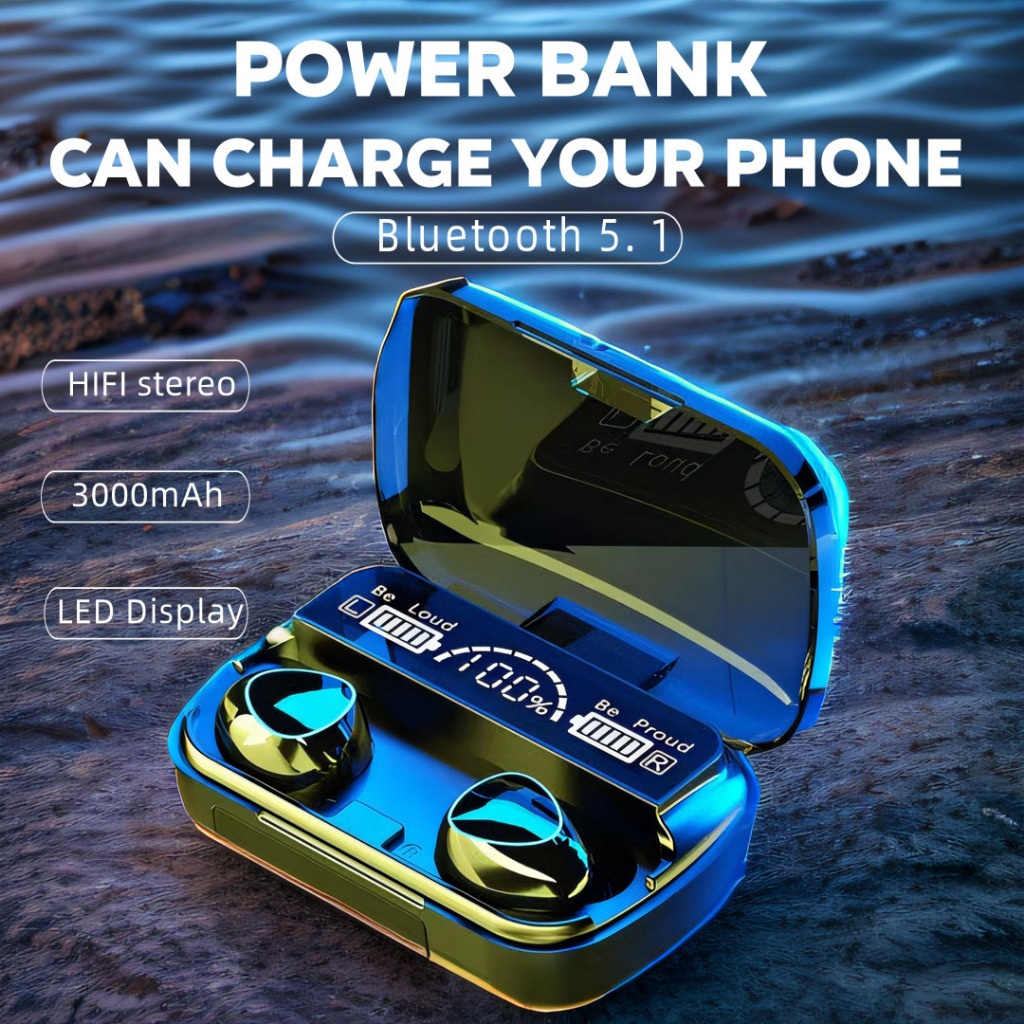 TWS M10 Wireless Headphones Bluetooth 5.1 LED Digital Display Mini ...