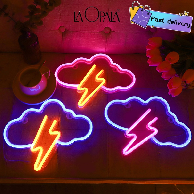 Cool Lightning Thunder Cloud Neon Sign/ LED Glow Sign/Wall Decoration ...