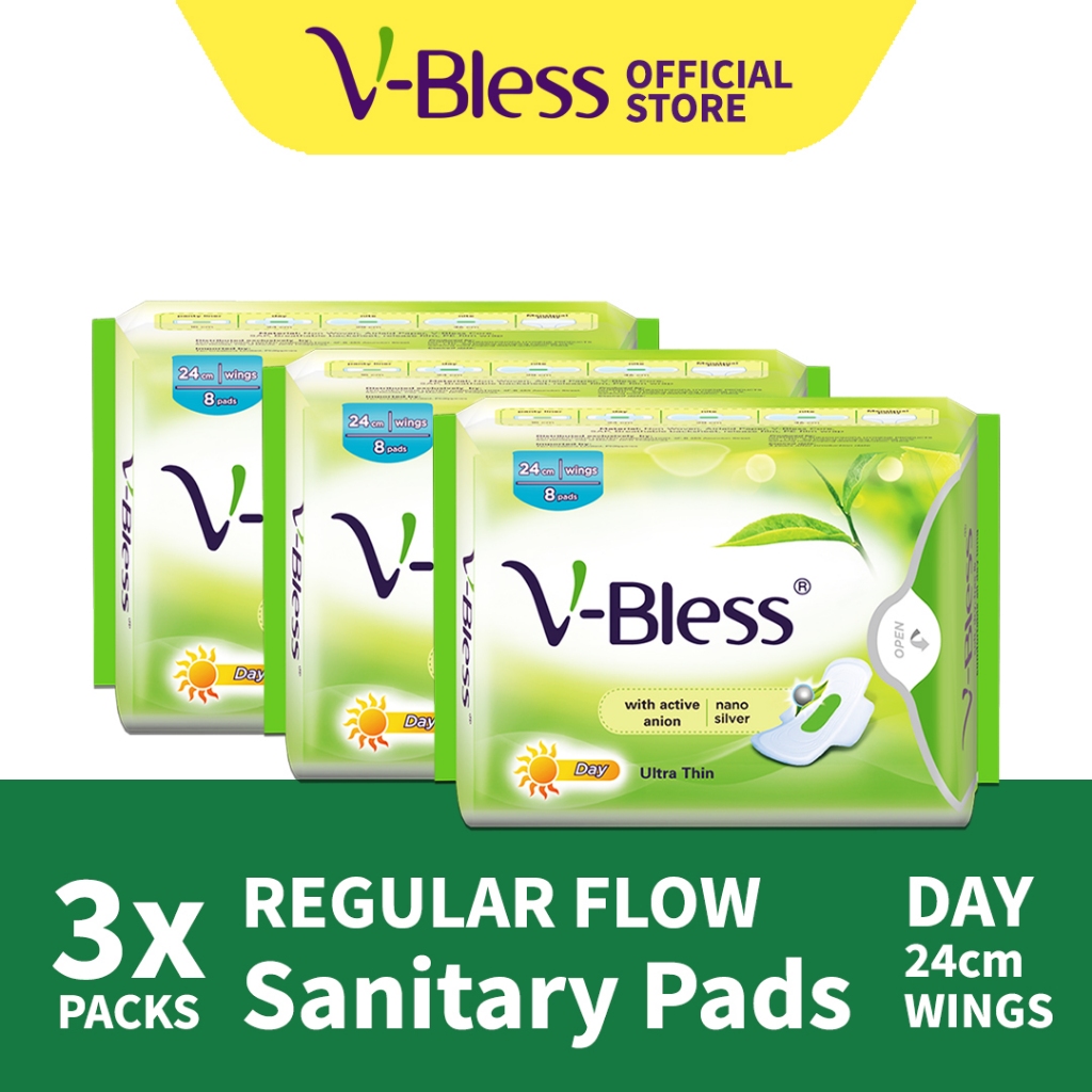 V-Bless Day Sanitary Pads Ultra Thin Super Absorbent Wings Anion ...