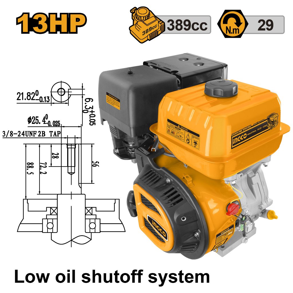 Ingco 4 stroke 13.0HP Gasoline Engine Low Speed GEN1882 IIT | Shopee ...