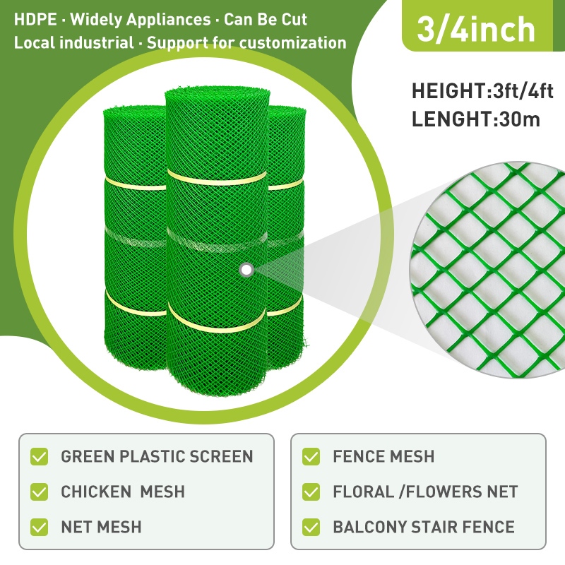 30M 3/4 inch Plastic Screen Fence Mesh for Chicken Cat Bird Door ...