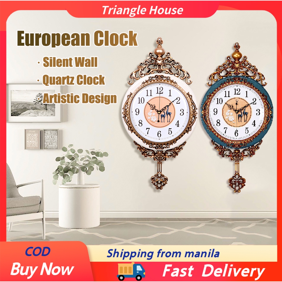Polaris European Style Metal Plate Swing Silent Wall Clock Living Room ...