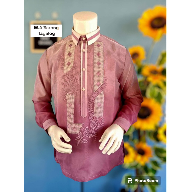 Barong Tagalog stitches oldrose (oldrose,royal blue,yellow gold ...