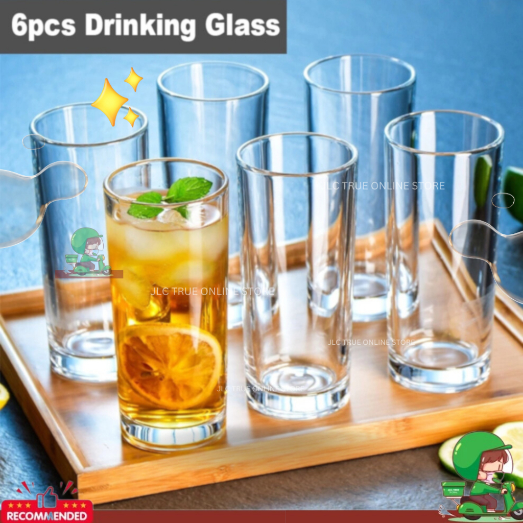 6 PCS SET 14Oz High Ball Glass TRansparent Drinking Glass Baso | Shopee ...