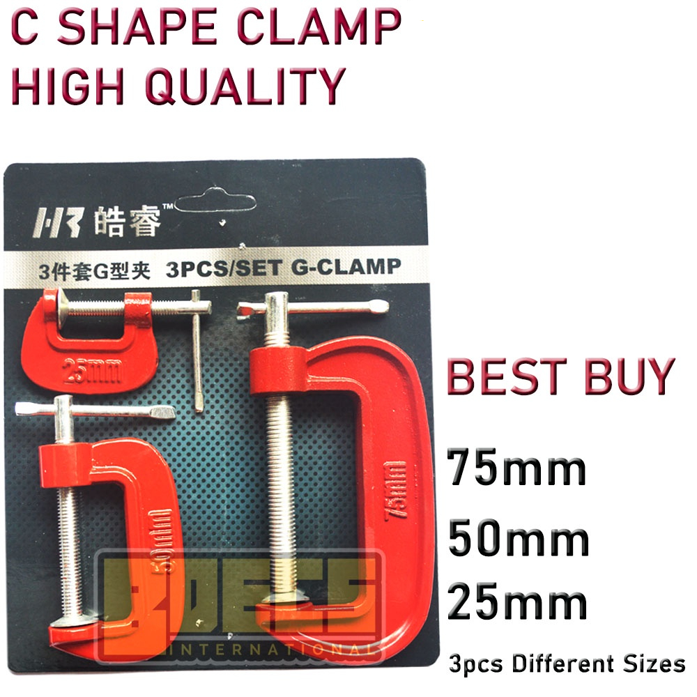 C Shape G Shape Clamp 3pcs set hardened metal heavy duty bdecs | Shopee ...