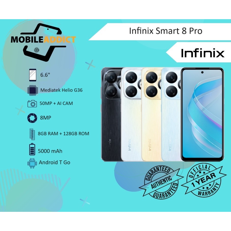 Infinix Smart 8 Pro NTC, 1 year official warranty | Shopee Philippines