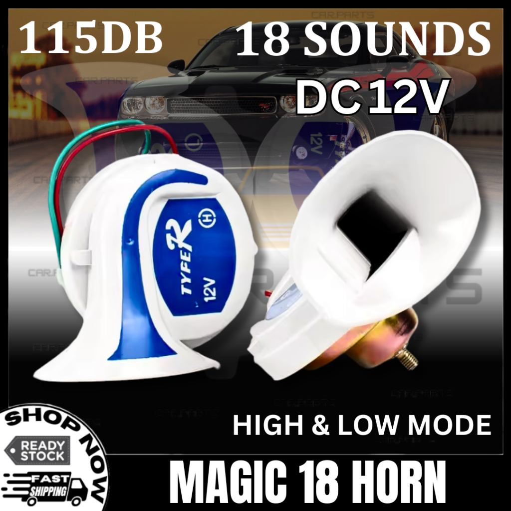 CP (6229) 2Pcs 12V Magic 18 horn Digital Electric Siren Loud Air Snail ...