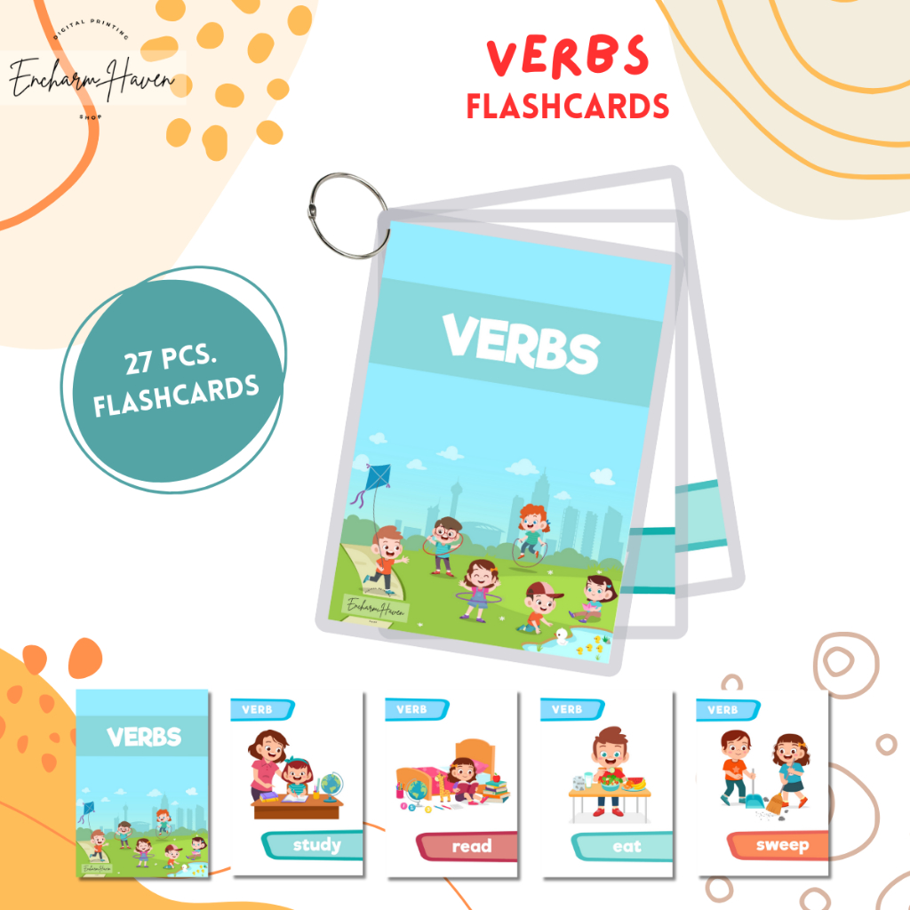 'VERBS' Fully Laminated Educational Flashcards [27 pcs. Flashcard ...