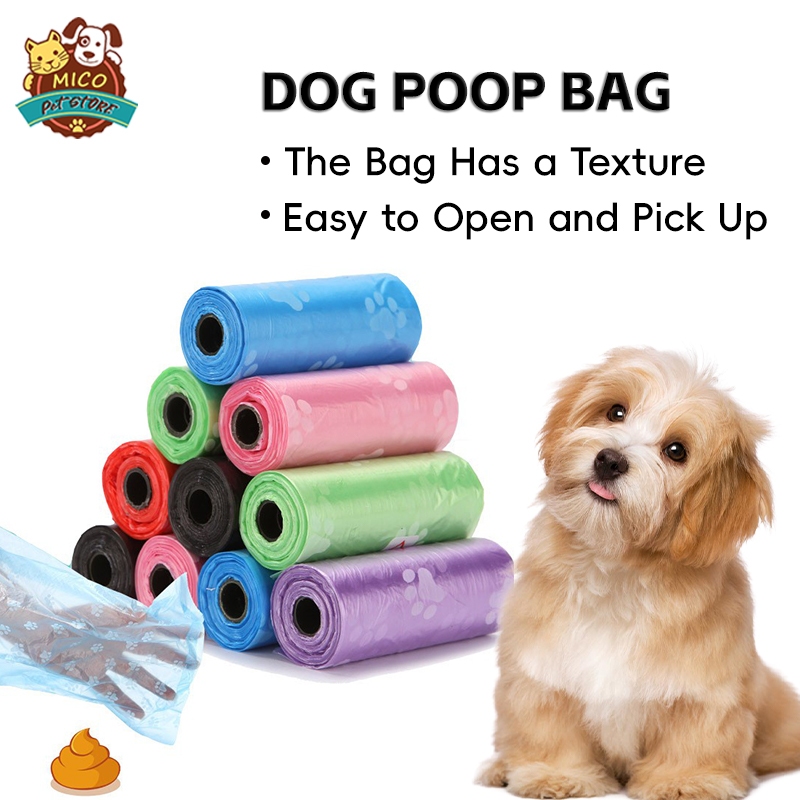 Dog Poop Bag Pet Dog Clean-up Bag Pick Up Waste Poop Bag 15pcs/Roll ...