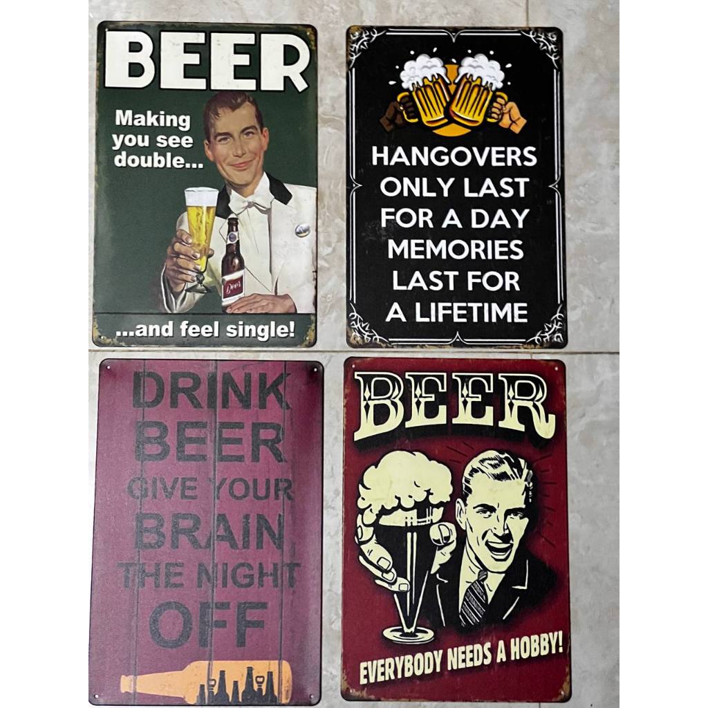 Vintage Style Beer / Alcoholic Theme Metal Tin Plate Wall Decor 20 x 30 ...