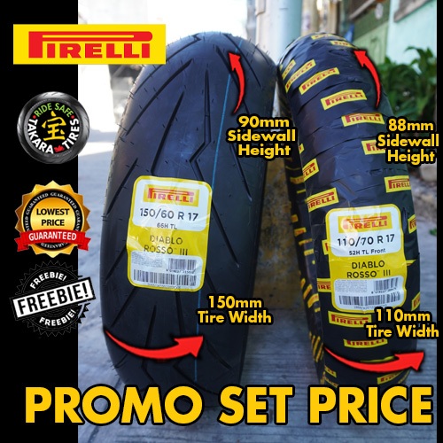 PIRELLI TIRE Diablo Rosso 3 Tires Nylon Belted 17' PROMO SET TIRE by ...