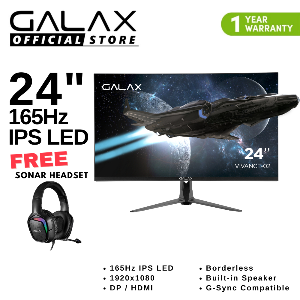 GALAX Ultimate Gaming Monitor (VI-02) 24" FHD / IPS / 165Hz / 1ms / HDR ...