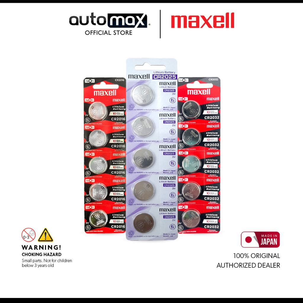 Maxell CR1220, CR1616, CR1620, CR1632, CR2016, CR2025, CR2032 Lithium Button/Coin Cell Battery ...