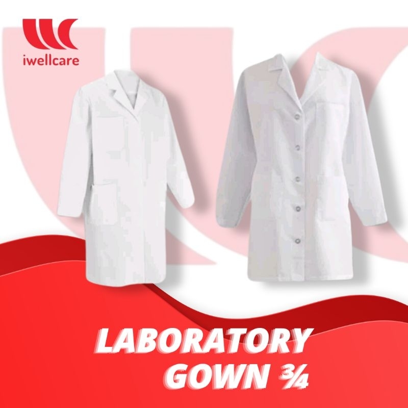 Laboratory Gown White 3/4 Sleeves (SMALL, MED, LARGE SIZE) | Shopee ...