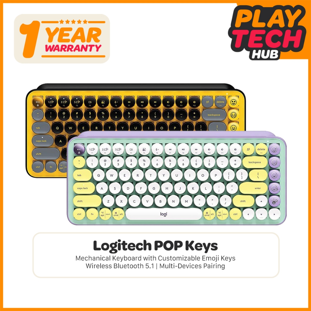 Logitech POP Keys Wireless Mechanical Keyboard with Customizable Emoji ...