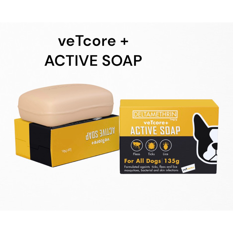 VetCore + Active Dog Soap Deltamethrin 130g herbal dog soap | Shopee ...
