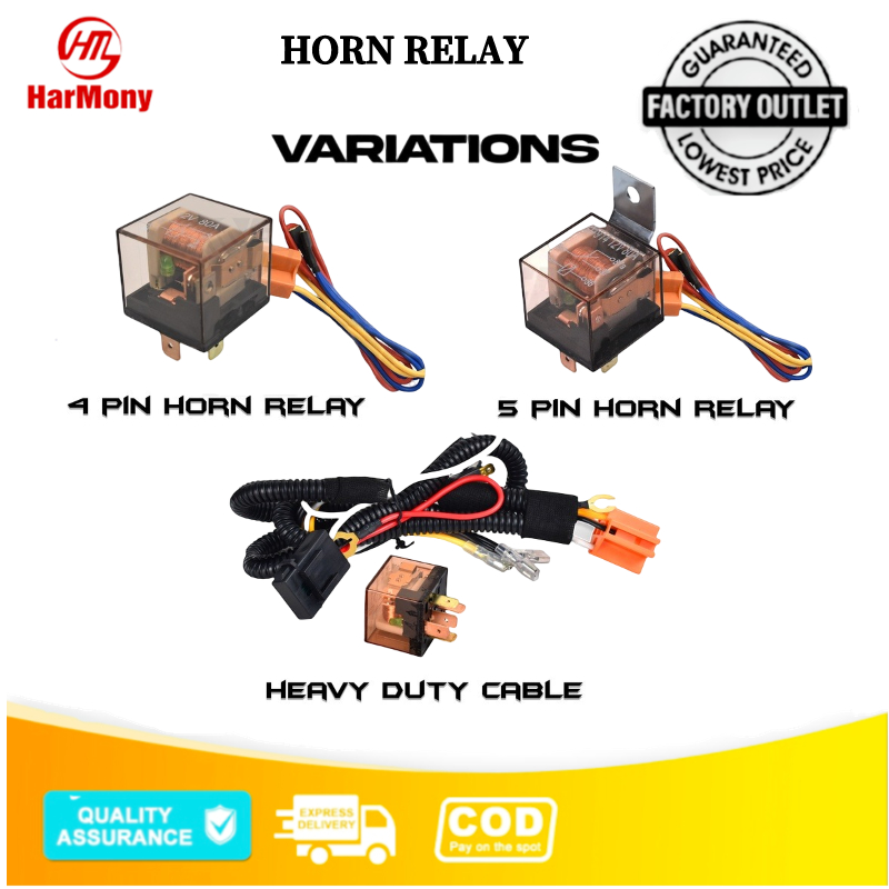 UNIVERSAL Horn Relay 5PIN with Socket 2V 80A | Shopee Philippines