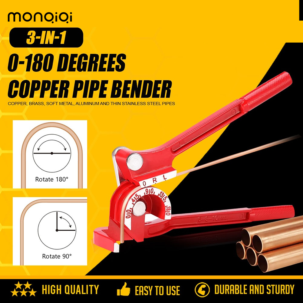 3 in 1 Copper Tube Bender For 1/4, 5/16, 3/8, Manual Tubing Bending Machine ( 0-180 Degrees ...