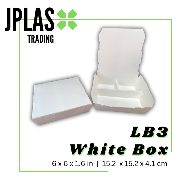 50 pcs - LB3 3 Division Disposable Meal Box White | Shopee Philippines